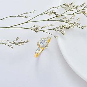 BEBEWO 1.4 Carat (ctw) Heart-Cut Moissanite Halo Engagement Rings for Women, Customizable 10k gold, 14k gold, 18k gold (Yellow Gold, Customize)