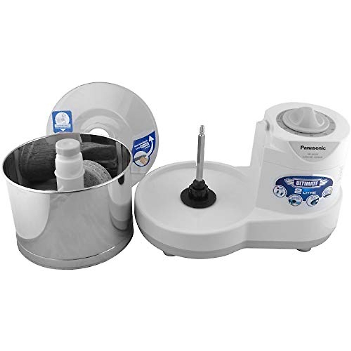 Panasonic 2 Litre Wet Grinder with Automatic Timer & Stainless steel drum| MK TSW200 W, White Color | 110-120 Volts | Suitable for USA and Canada | Dosa & Idli wet Grinder