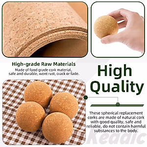 Keadic 4 Pcs Wooden Ball Bottle Plug Stoppers Set Natural Soft Reusable Wood Cork Plugs Replacement for Wine Decanter Carafe Bottle (2.1 Inch/ 5.5 cm)