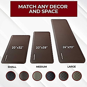 Mueller Kitchen Mats for Floor 3/4" Thick, Waterproof 20"x35" Non Slip Anti Fatigue Mats for Kitchen Floor, Heavy Duty PVC Ergonomic Foam Mat Anti Fatigue Mat Standing Desk Office, Brown