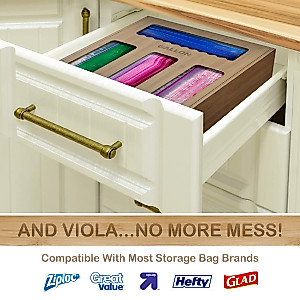 Bartnelli sandwich Bag Organizer Storage for Kitchen Drawer Organization, Plastic Sandwich Baggie Holder Dispenser | Compatible With All Brands and Sizes