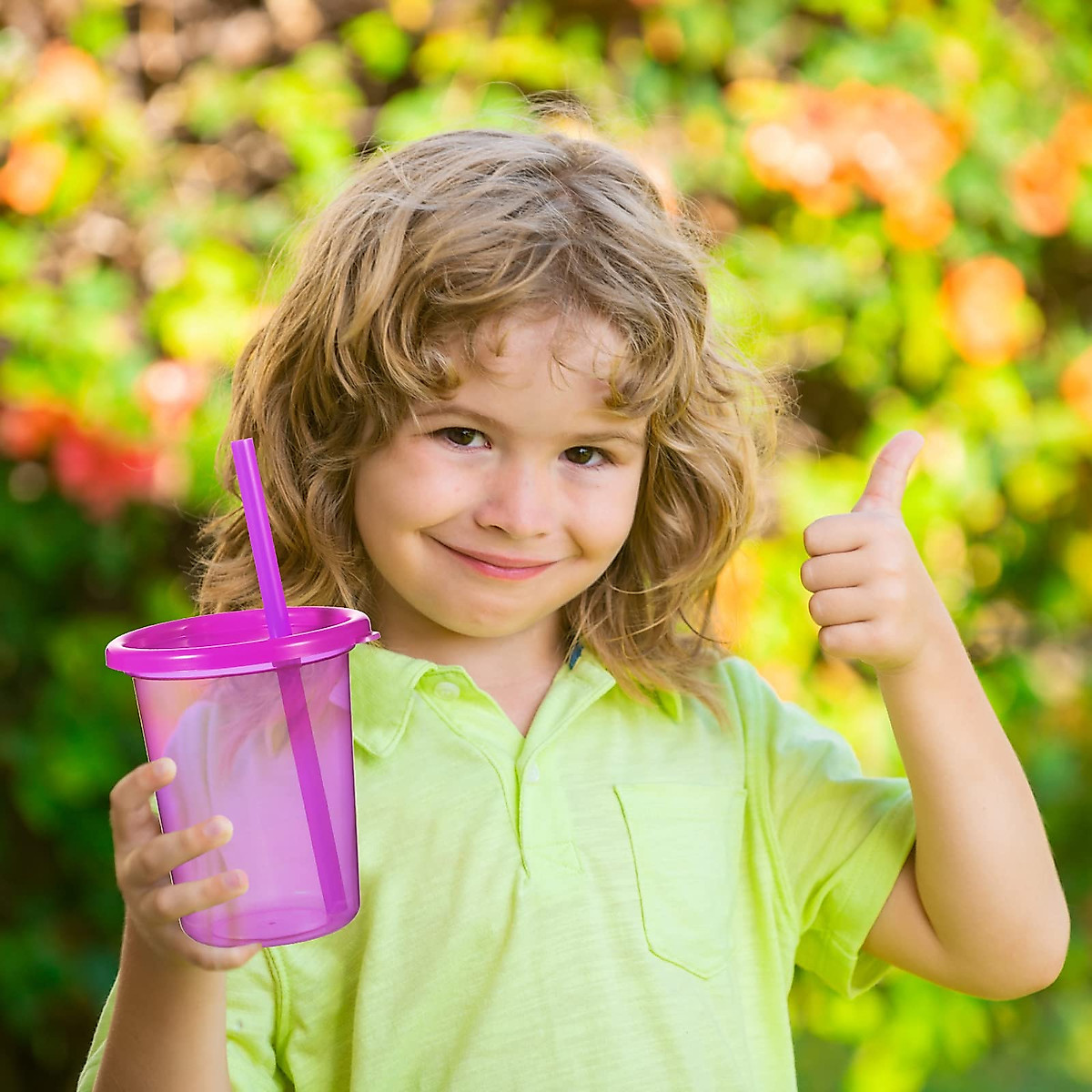 Sawysine 12 Pieces Kids Cups with Straws and Lids, Tumbler Cups Bulk Plastic Cups for Toddlers Reusable Spill Proof Christmas Cups for Kids with Colored Alphabet Stickers