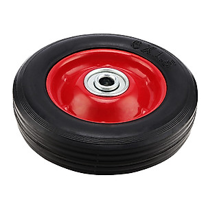 MOUYAT 4 Pack 6 Inch Flat Free Solid Rubber Replacement Tires, Rubber Hand Truck Wheel with 5/8 Inch Axle Size, Heavy Duty Solid Rubber Wheels for Hand Truck, Dolly, Wheelbarrows