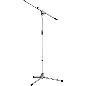K&M Konig & Meyer 21080.500.87 Tripod Microphone Stand w/Extendable Boom Arm | Clutch Height Adjustment | Soft-Touch Lock | Folding Leg Design | Zinc Die-Cast Base | German Made | Gray Powder Coated