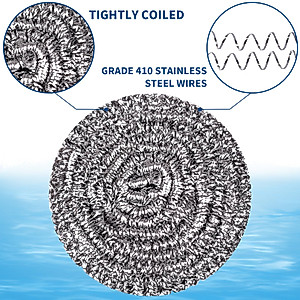 GUEICN Stainless Steel Scrubber Scrubbing Scouring Pad Magic Eraser Sponges Clean Pot Pan and Broiler Rack Steel Wool for Kitchen Bathroom (10Pcs Metal Scrubber)