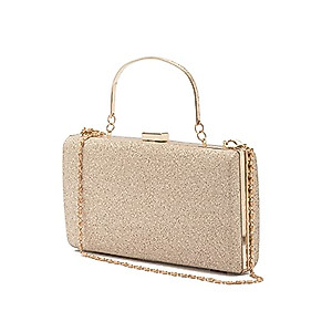 Women Elegant Clutch Purses Vegan Leather Crossbody Evening Bags with Chain Strap for Date Night Out Wedding Party Prom, Champagne
