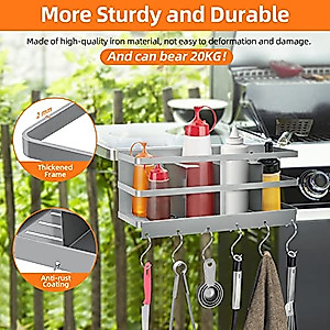 KGDJS Grill Caddy, Upgraded BBQ Caddy Designed for 28"/36" Blackstone Griddles, Removable Griddle Caddy, Space Saving BBQ Accessories Storage Box, Free Drilling Hole & Easy to Install (Grey)