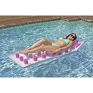 Poolmaster 83356 French Pocket Swimming Pool Mattress, Pink, Blue or Yellow