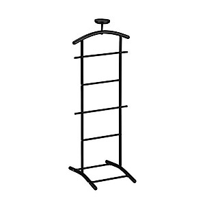 KB Designs - Suit & Tie Freestanding Valet Stand Clothing Organizer Rack, Black