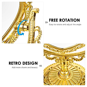 Luxshiny Vanity Mirror Heart Shaped, Double Standing Mirror Heart Shaped Mirror for Home Kitchen Table (Golden)