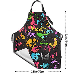 Sweetshow Artist Apron with 2 Pockets and Adjustable Neck Waterproof Colorful Painting Aprons Art Smock Oil Paint Aprons for Adults Women Men Painter Kitchen Cooking Baking Bistro Chef
