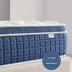 Jingxun Queen Mattress 12 inch Innerspring Mattress Strong Support Pocket Spring Hybrid Mattress Pressure Relief Bed in a Box Medium Firm Bed Mattress