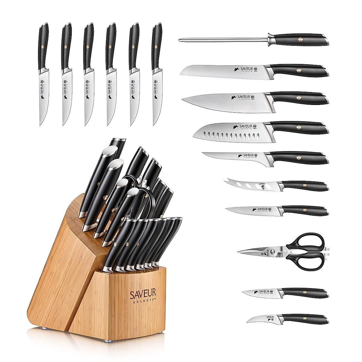 Saveur Selects 1026320 German Steel Forged 17-Piece Knife Block Set