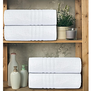 Wealuxe White Bath Towels 27x54 Inch, Cotton Towel Set for Bathroom, Hotel, Gym, Spa, Soft Extra Absorbent Quick Dry 4 Pack
