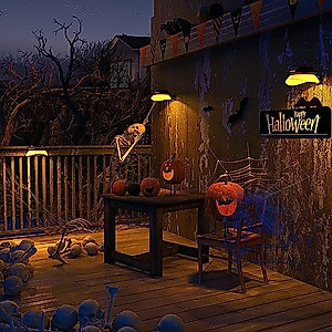 JSOT Halloween Solar Gutter Lights, Christmas Solar Lights Outdoor Waterproof Fence Lights Clip Lighting 2 Installations Methods for Deck Garden Porch Garage Stairs Wall - White Light, 6 Pack