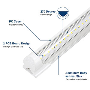 EPESTOEC LED Shop Light 4FT, 42W 6300LM 5000K Super Bright White,V Shape Integrated T8 LED Tube Light,High Output Linkable Shop Lights