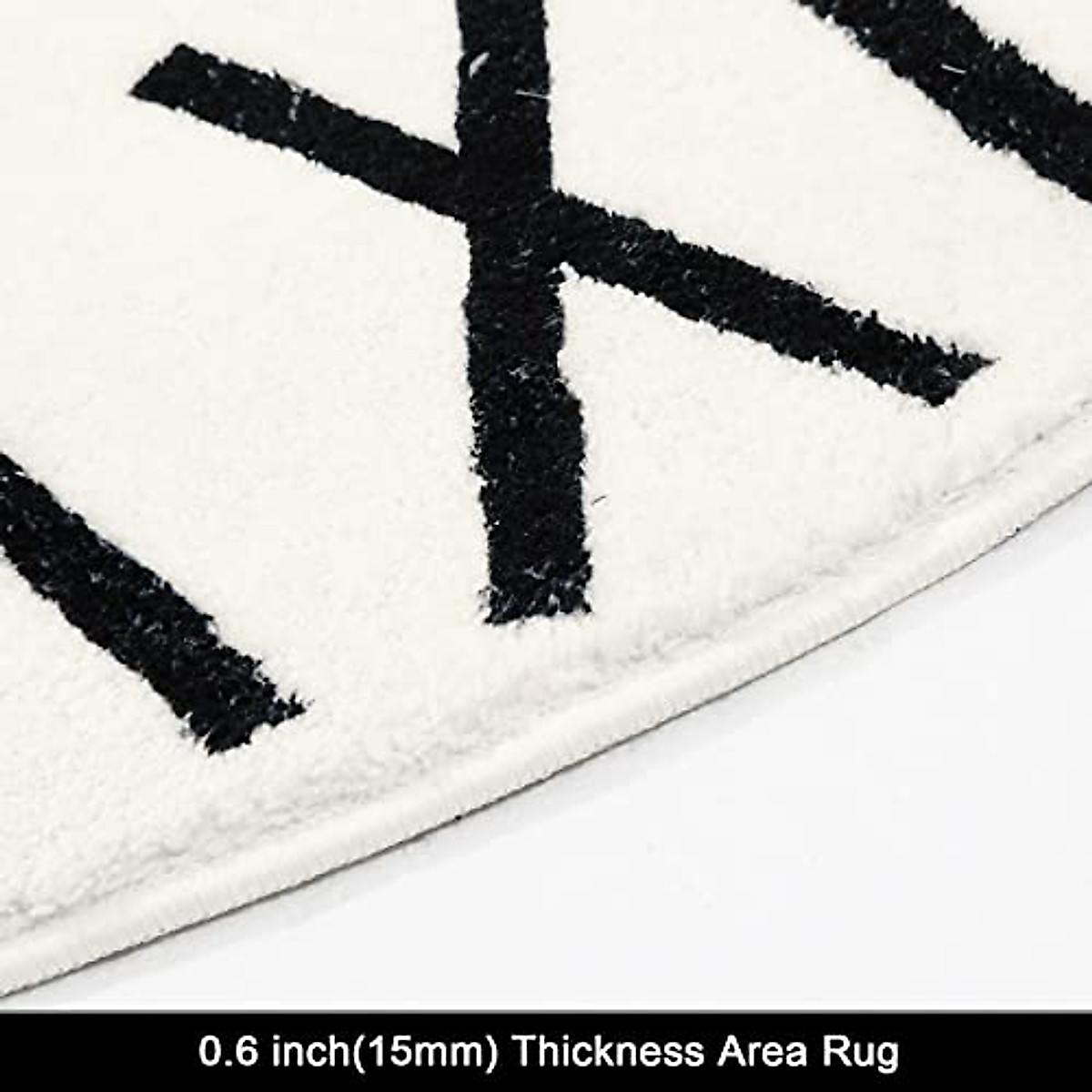 HEBE 4ft Round Kids ABC Rug Alphabet Nursery Rug for Bedroom Playroom Non Slip Educational Playmat Round Circle Carpet for Classroom Infant Toddlers,Milk White