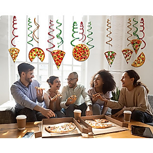 Pizza Party Decorations Theme Supplies Rectangular Tablecloth for Parties Table Covers 2Pcs Picnic Pizza Table Cloths Birthday Party Decor Hanging Swirls Streamers Hanging Decor from Ceiling