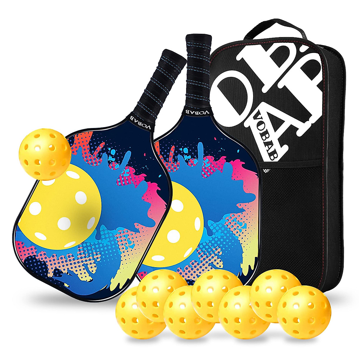 TNELTUEB Pickleball Paddles Set of 2 Pickleball Rackets 8 Pickle Balls 1 Portable Bag - USAPA Approved Lightweight Pickleball Racquet Outdoor & Indoor Use
