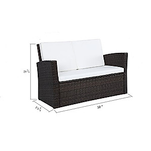 Baner Garden 4 Pieces Outdoor Furniture Complete Patio Cushion Wicker P.E Rattan Garden Set, Full, Black