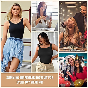 Irisnaya Seamless Shapewear Tummy Control Bodysuit Sleeveless Round Neck Body Shaper Cami Jumpsuit Tank Top One Piece Leotard (X-Large, Black)