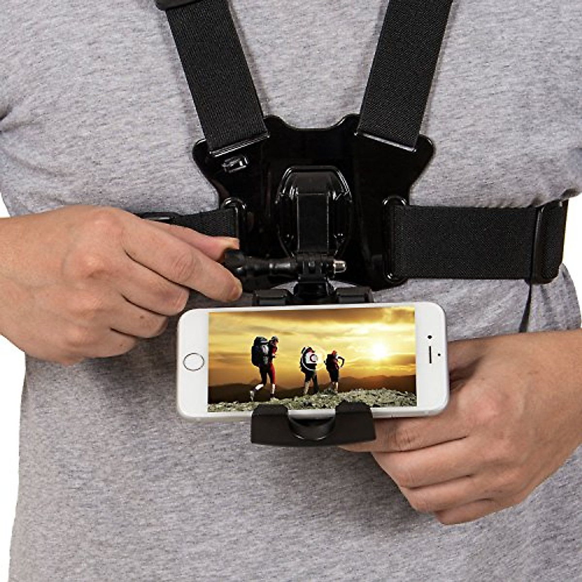 Coreal Mobile Phone Chest Mount Harness Strap Holder Cell Phone Clip Action Camera POV for Samsung iPhone Plus etc