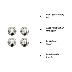 TCTAuto Blue Marine LED Lights for Boats Courtesy Cabin Stern Transom Interior Navigation Lights 3 Inch 6-2835-SMD LEDs 12V Round with Clear Lens Waterproof, Pack of 4