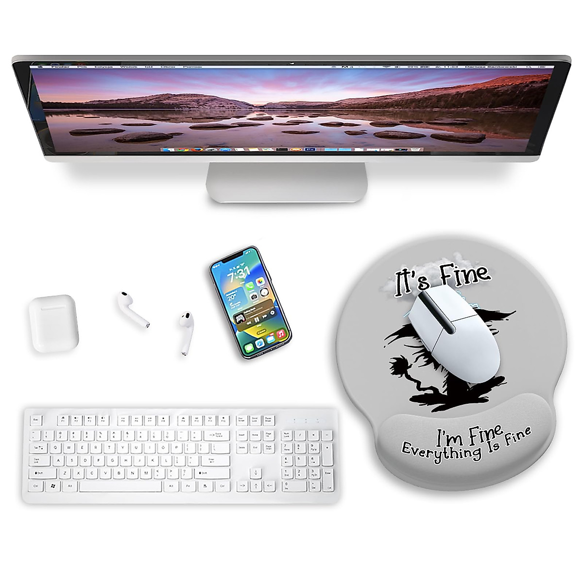 Ergonomic Mouse Pad with Wrist Support, Mouse Pad with Wrist Rest, Black Cat Gaming Mousepad with Non-Slip Pain Relief PU Base, Cute Mouse Pad for Desk Accessories Office Supplies Decor