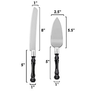 Homi styles Cake Knife and Server - Wedding Cake Knife Set - Serving Set for Receptions, Birthdays - Cake Cutting Set - Match the Color to Your Event Theme - Cake Knife and Cutter (Black)