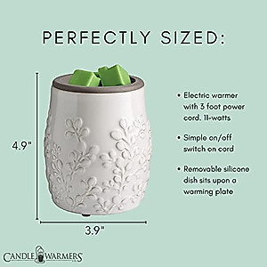 CANDLE WARMERS ETC. Wax Melt Fragrance Warmer for Scented Wax Melts, Cubes, Tarts with Silicone Dish Top|White Willow Farmhouse Ceramic