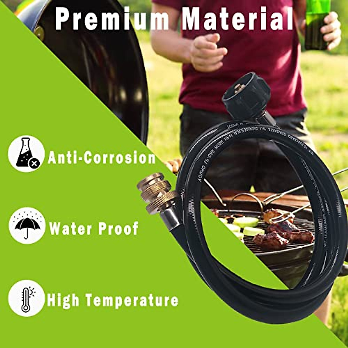 YOUHO 4 Feet Propane Adapter Hose 1 lb to 20 lb Converter Replacement for QCC1/Type1 Tank Connects for Type1 LP Tank and Gas Grill.