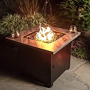 Endless Summer, The Mason, Square 30" Outdoor Propane Fire Pit, Includes Black Fire Glass, Matching Table Insert, & Protective Cover