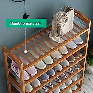 DINGZZ 4-Tier Shoe Rack, Shoe Organizer with Seat, Shoe Storage Shelf for Entryway Hallway Living Room and Bathroom