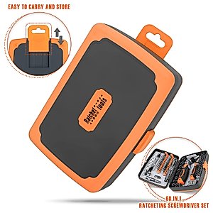 BTEC Ratcheting Screwdriver Set 68 in 1 Socket Set & Magnetic Screwdriver Bit Set with Rotatable Ratchet Handles,extensions bar and Storage Case for Computer/Bike/Car/Electronics Maintenance