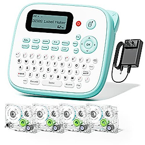 Labelife Label Maker Machine with 4 Tapes, Portable Label Maker D210S, QWERTY Keyboard, One-Touch Keys, Easy-to-Use, Handheld Label Maker with Tapes and AC Adapter, for Home Office Organization, Green