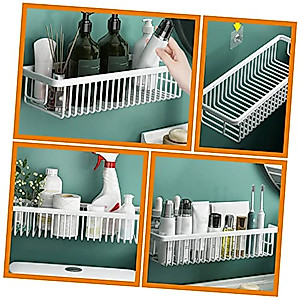 Hemoton Mount Toilet Metal Gel Bathroom Shampoo Conditioner Drilling Tote Bottle Punch-free Basket Wall-mounted Room Wash Portable Kitchen Living Organizer Drain Space Shower Holder