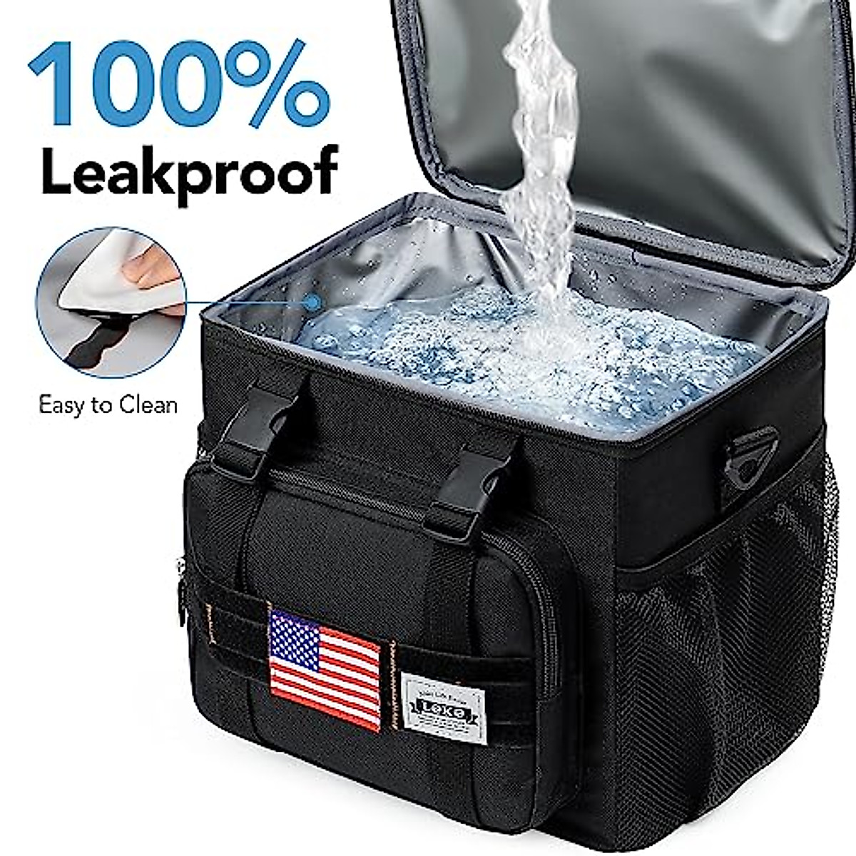 Lekesky Lunch Bag for Men Work Insulated Tactical Lunchbox Heavy Duty Lunch Cooler Bags Adults Office 24-can (15L), Black