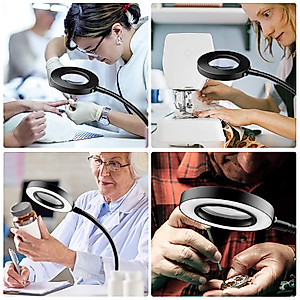 LED Magnifying Light Desk lamp, Ruboss 3X Magnifier Desk Light with clamp lamp, 3 Color Modes, Infinite Brightness Adjustable Desk Light, Adjustable Arm Desk Lamp for Reading Rework Craft