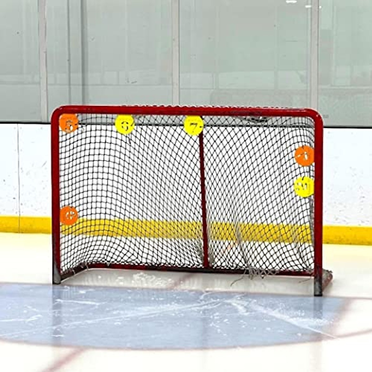 3DWorxs Target-21 Magnetic Hockey Shooting Targets, Numbered 9/7/5, Fun Skills Game, Durable Material, Attached Tethers, Draw-String Pouch, Orange, Yellow, Competition, Team Bundles