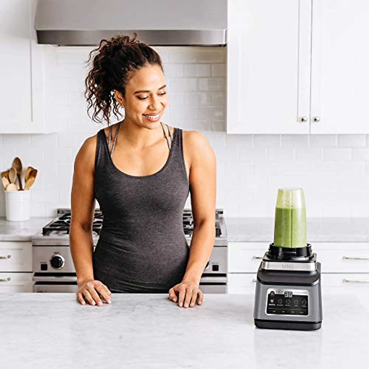 Ninja BN801 Professional Plus Kitchen System with Auto-iQ, and 64 oz. max liquid capacity Total Crushing Pitcher, in a Black and Stainless Steel Finish (Renewed)