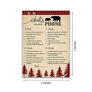 LUMBERJACK Baby Shower Games — WHAT'S ON YOUR PHONE Baby Shower Game — Pack of 25 — Country Buffalo Plaid Rustic BOY Baby Shower Games, Country Baby Shower Decoration, Baby Shower Games, SKU G805-PHN