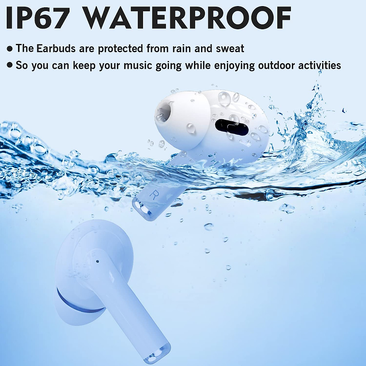 Wireless Earbuds, 30Hrs Playtime Bluetooth Earbuds Built in Noise Cancellation Mic with Charging Case, Headphones with Stereo Sound, IP67 Waterproof Ear Buds Touch Control Smart Pop-up Auto Pairing