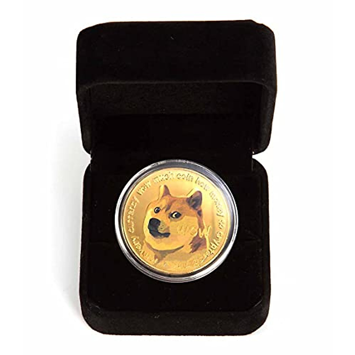 Gold Dogecoin Coin Doge Commemorative Coin Crypto Currency 2021 Limited Edition Collectible Coin with Display Case