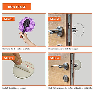 Premium Quality Large 2 Pcs Door Bumper Self Adhesive Sticker Strong Stickiness Wall Protector Guard Door Knob Stopper 3.2 Inches Rubber Round White Silicone Door Handle Bumper Set