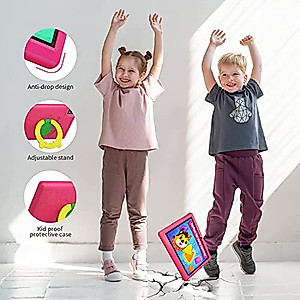 HiGrace Kids Tablet 10 inch - Android 12 Quad core Tablet for Kids (Ages 3-12), 5000mAh, 32GB ROM, Dual Camera, WiFi, Parental Control, Kid-Proof Case-Pink