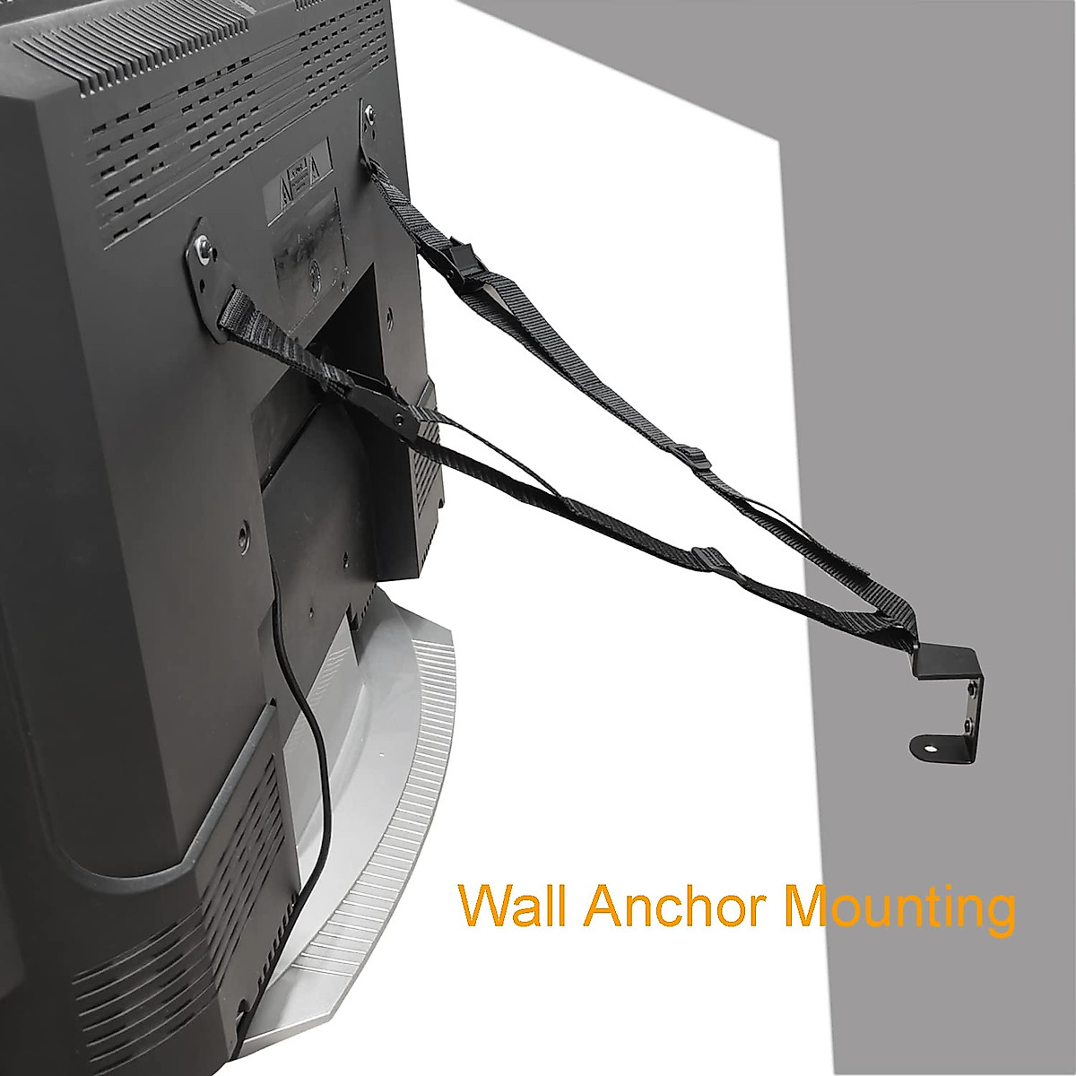 JOLIRSBOX Child Proof TV Safety Straps- TV Earthquake Strap Furniture Anchors Work for Baby Proofing Secures to TV Stand and Walls,Heavy Duty Metal Plate, Adjustable Strap, No Plastic Parts