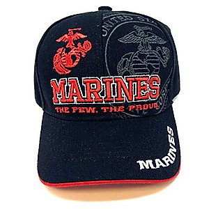 United States Marine Corps Black & Red 3D Text Logo Adjustable Hat