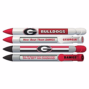 Greeting Pen University of Georgia Bulldogs Rotating Message Pens - 4 Pack (8004) Officially Licensed Collegiate Product