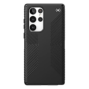 Speck Products Presidio2 Grip Samsung Galaxy S22 Ultra Case, Raised bezel, Black/Black/White