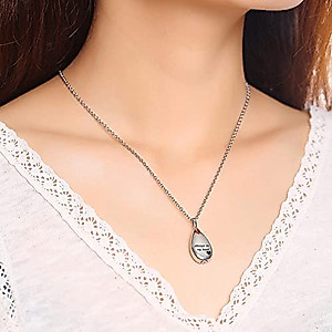 wskvoker Urn Necklace for Ashes, Cremation Necklack for Ashes, Urn Necklace for Ashes for Women, Cremation Jewelry Locket Stainless Steel Keepsake Waterproof Memorial Pend… (silver drop pendant)